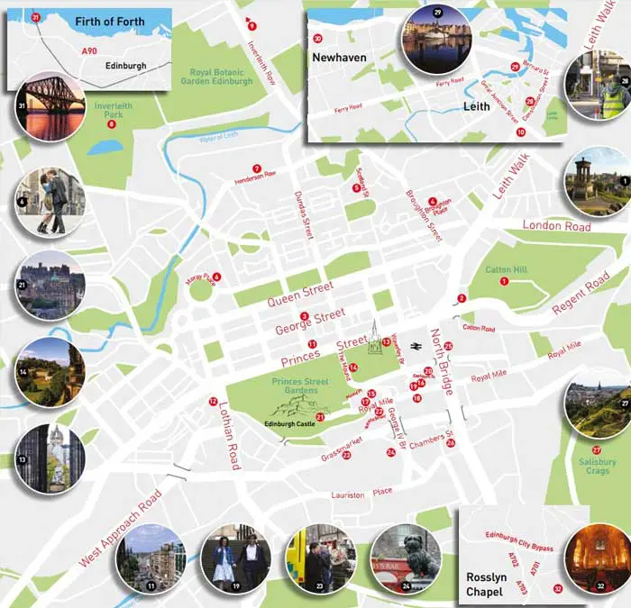 Edinburgh sightseeing map | Insiderpuj.com